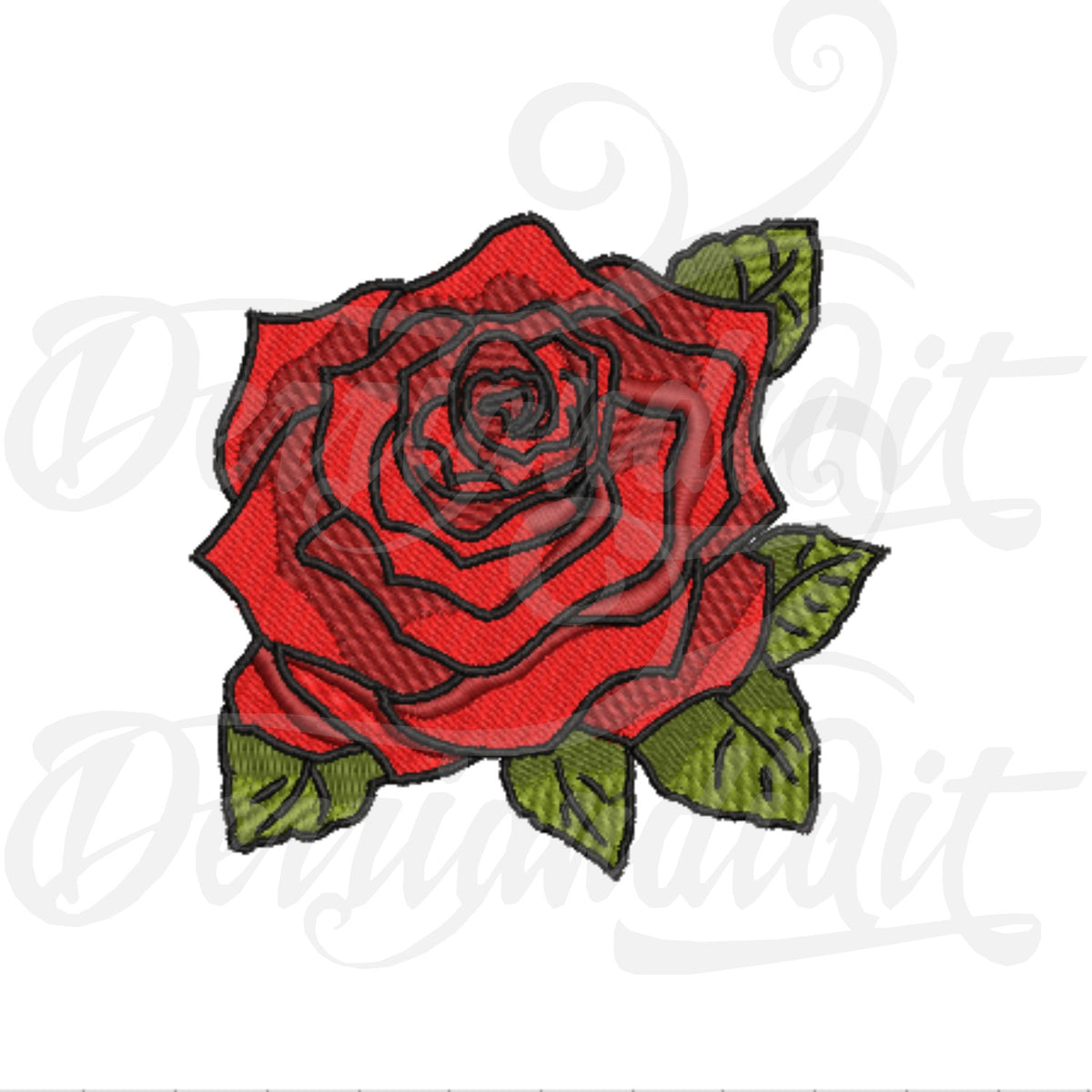Red Rose Embroidery File/ Instant Download Paw Print Embroidery File ...