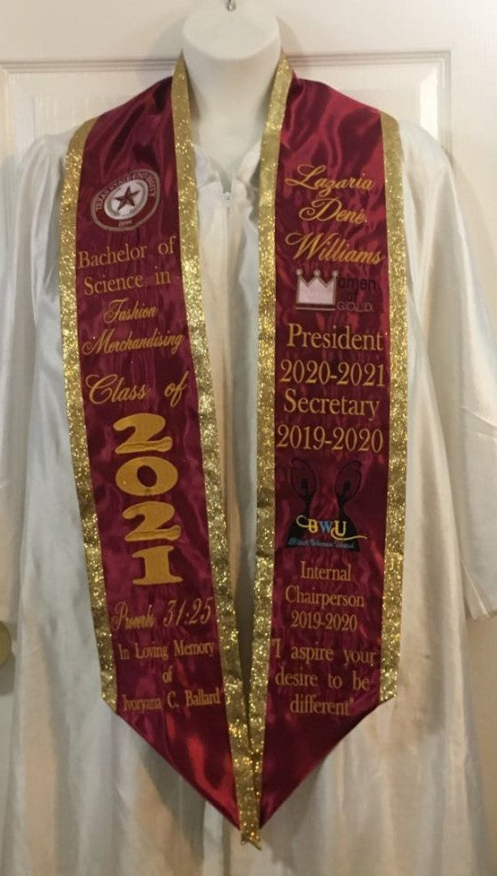Graduation Stole Glitter Trim - College Graduation Stole-Derrian Didit ...